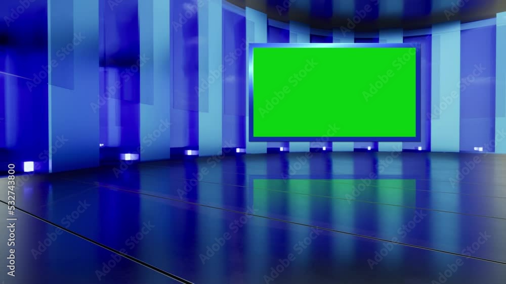News TV Studio Set - Virtual Green Screen Background Loop motion ...