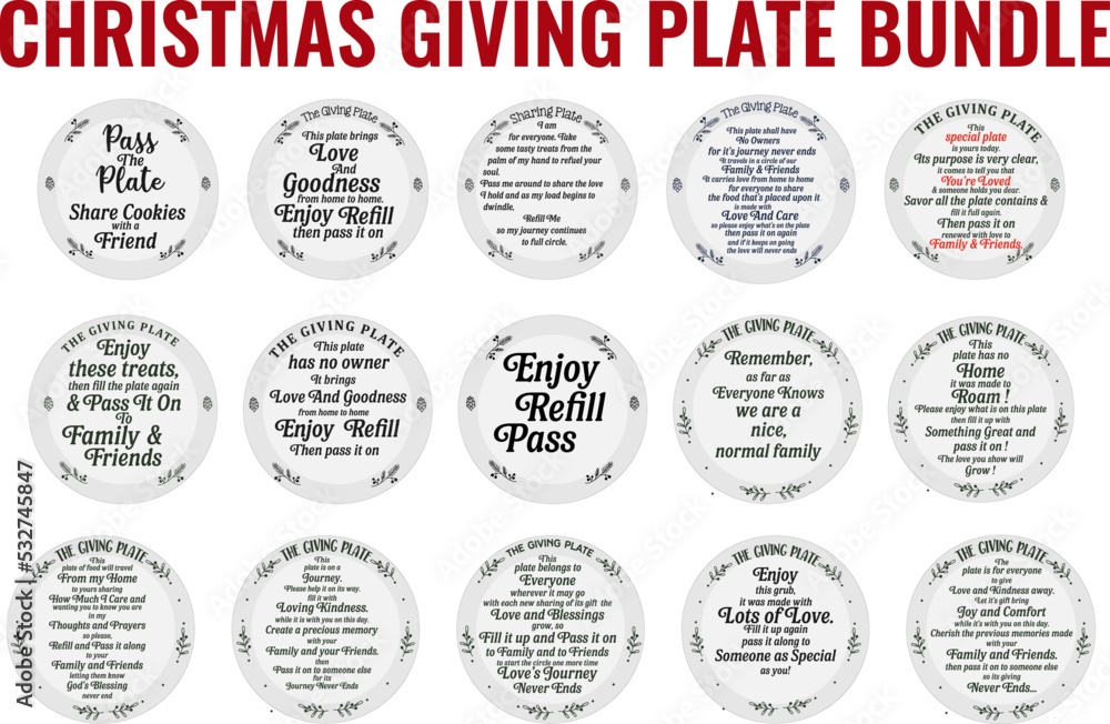 Christmas giving plate tradition bundle vector text design. Enjoy ...