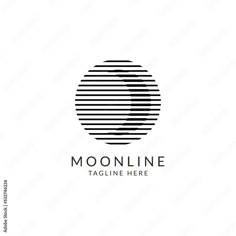 Abstract line moon logo design template flat vector illustration with ...