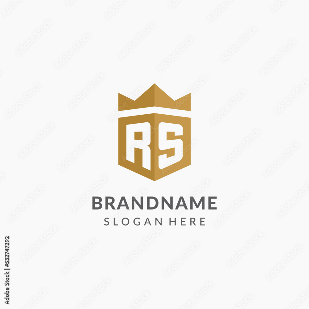 Initial letter RS logo with shield and crown style Stock Vector | Adobe ...