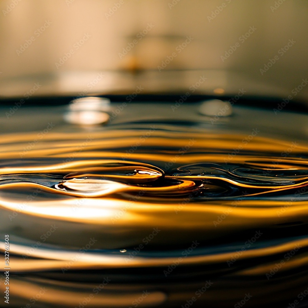 Beautiful liquid floating in the air, liquid bubbles, water reflection ...