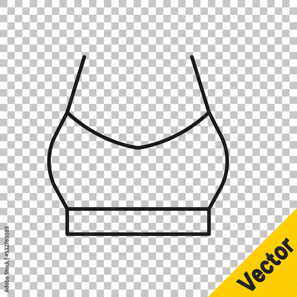 Black line Female crop top icon isolated on transparent background ...