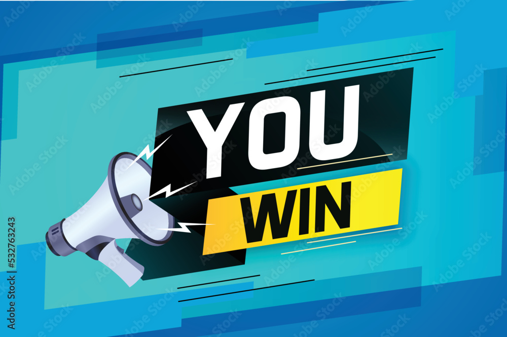 You win word concept vector illustration with megaphone and 3d style ...
