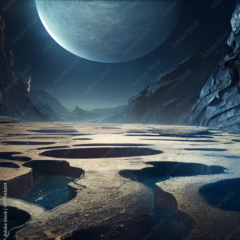 Looking at space from another world. New world, different planets, big ...