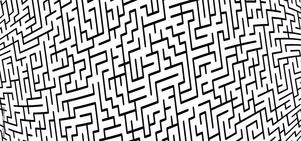Education logic, labyrinth line. Black square maze. Vector wave. Find ...