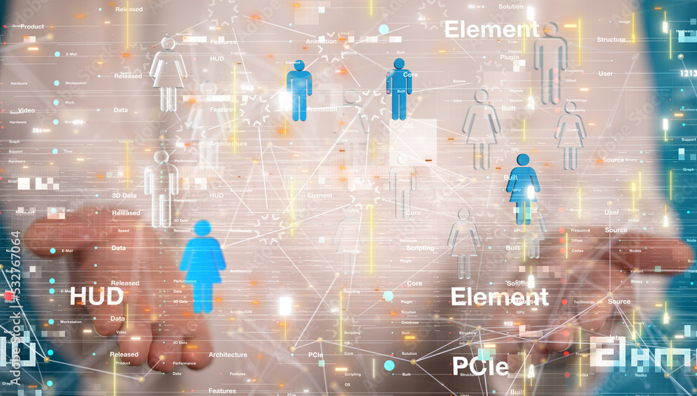Global network. Blockchain. 3D illustration. Neural networks and ...