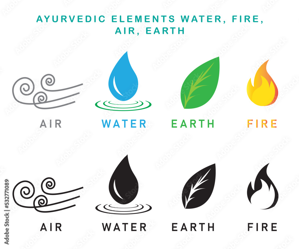 Four elements symbol. Vector illustration, flat design. Ayurvedic ...