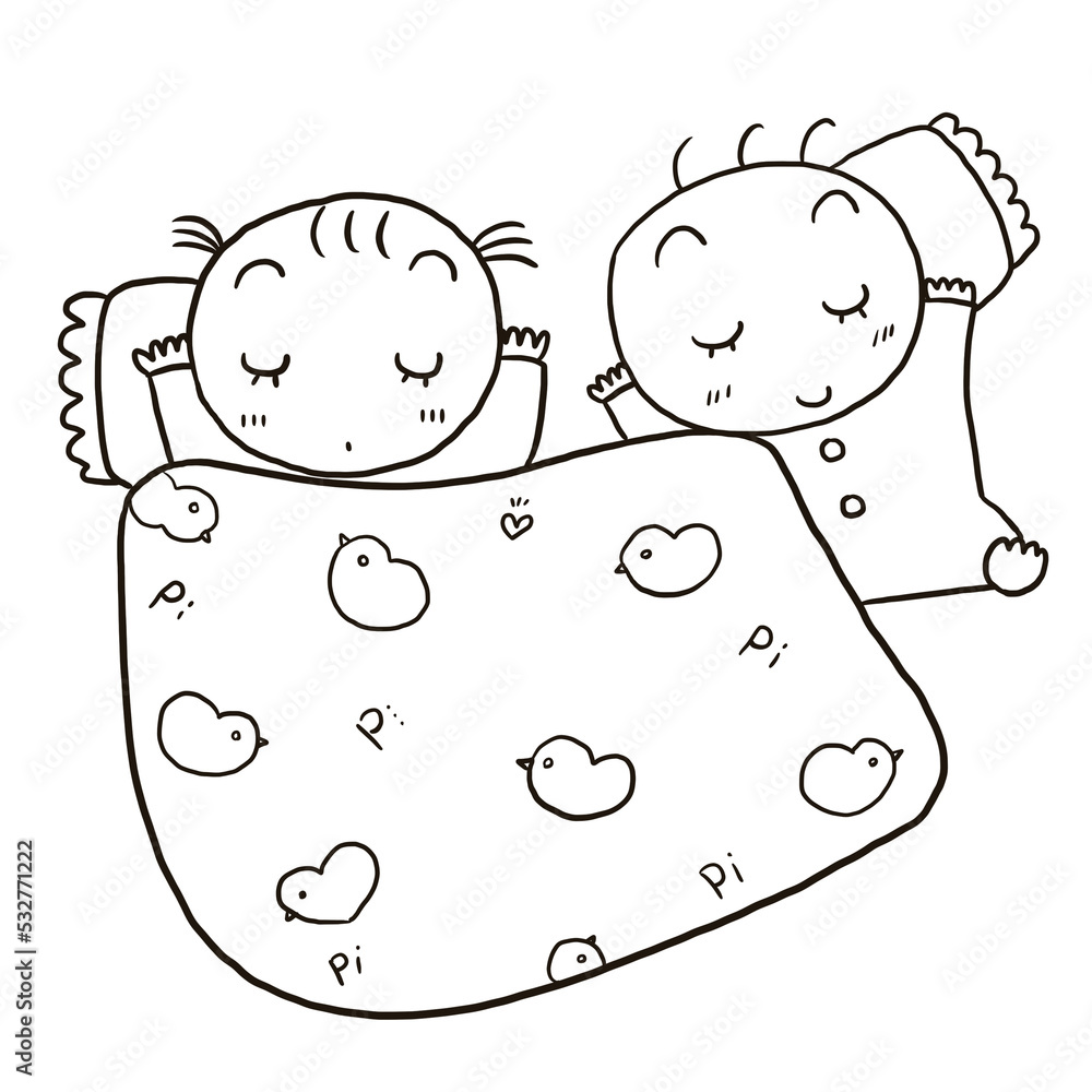 hand drawn illustration of a baby cartoon cute doodle coloring page ...