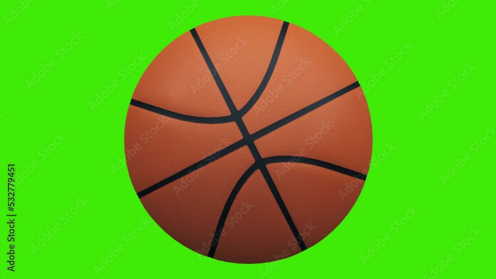 Basketball ball spinning on a green screen - chromakey background, loop ...