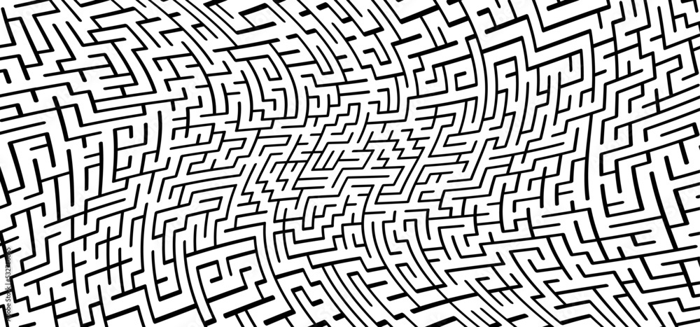 Education logic, labyrinth line. Black square maze. Vector. Find the ...