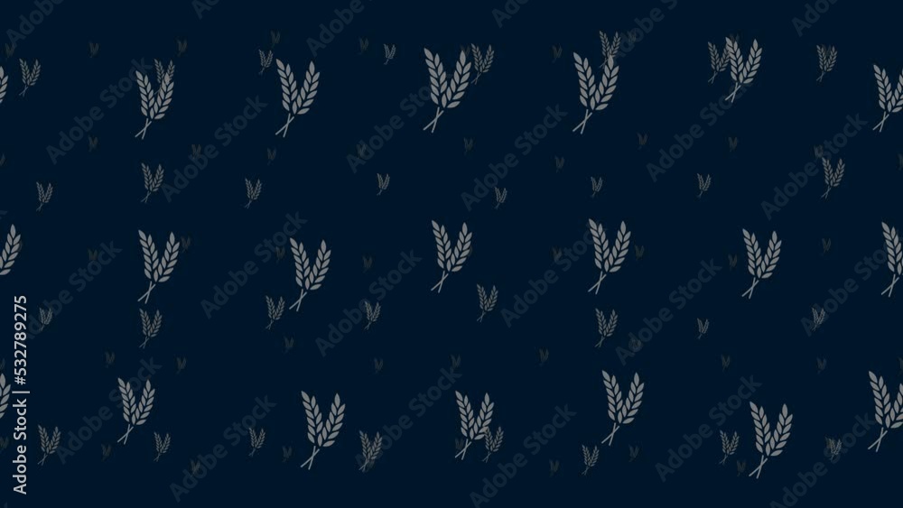 Wheat symbols float horizontally from left to right. Parallax fly ...