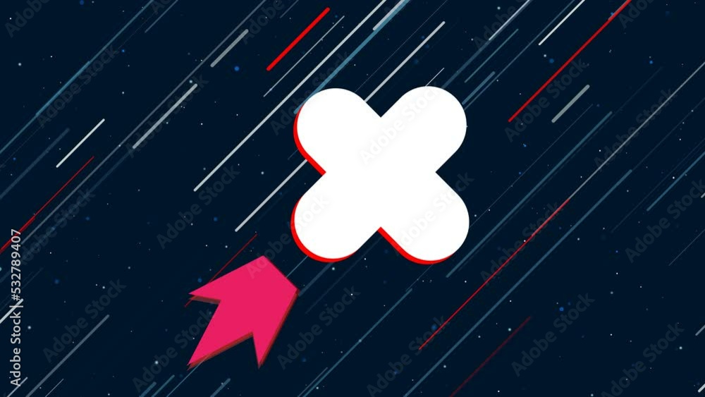 Quatrefoil symbol flies through the universe on a jet propulsion. The ...