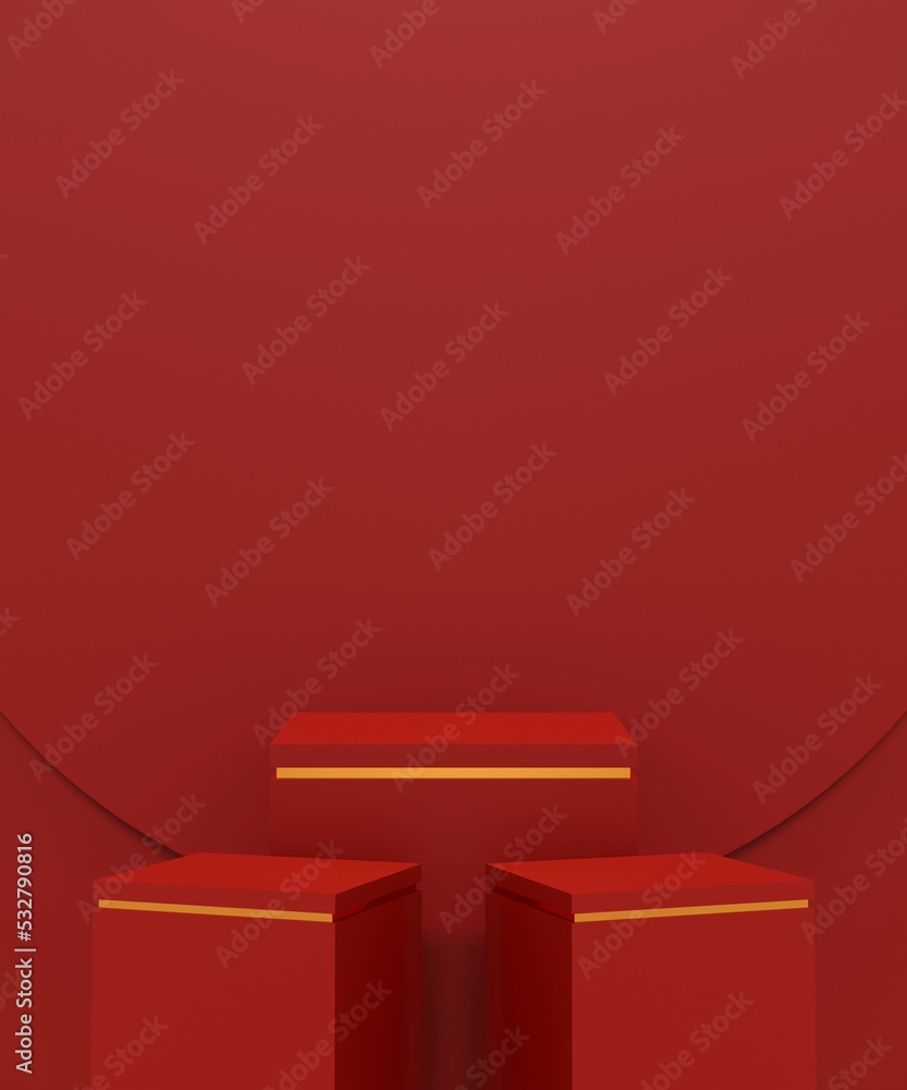 red podium minimal on stage with sweet red platform. stage to show ...