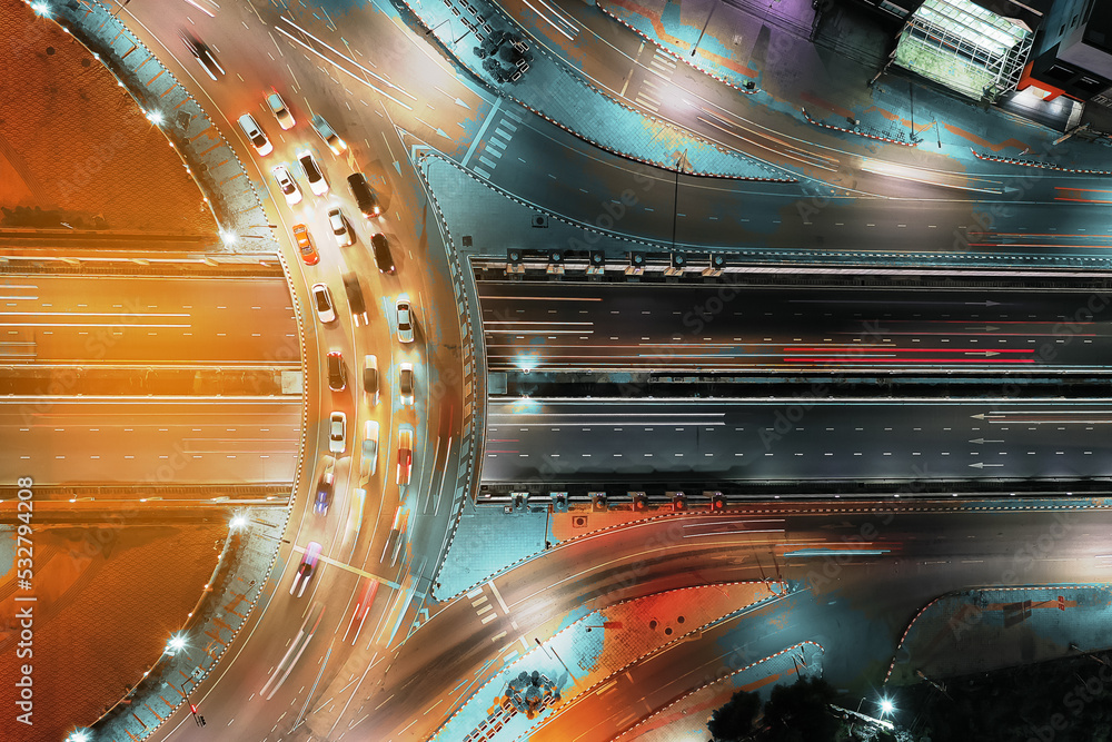 Morden city and smart transportation with Expressway, Road and ...