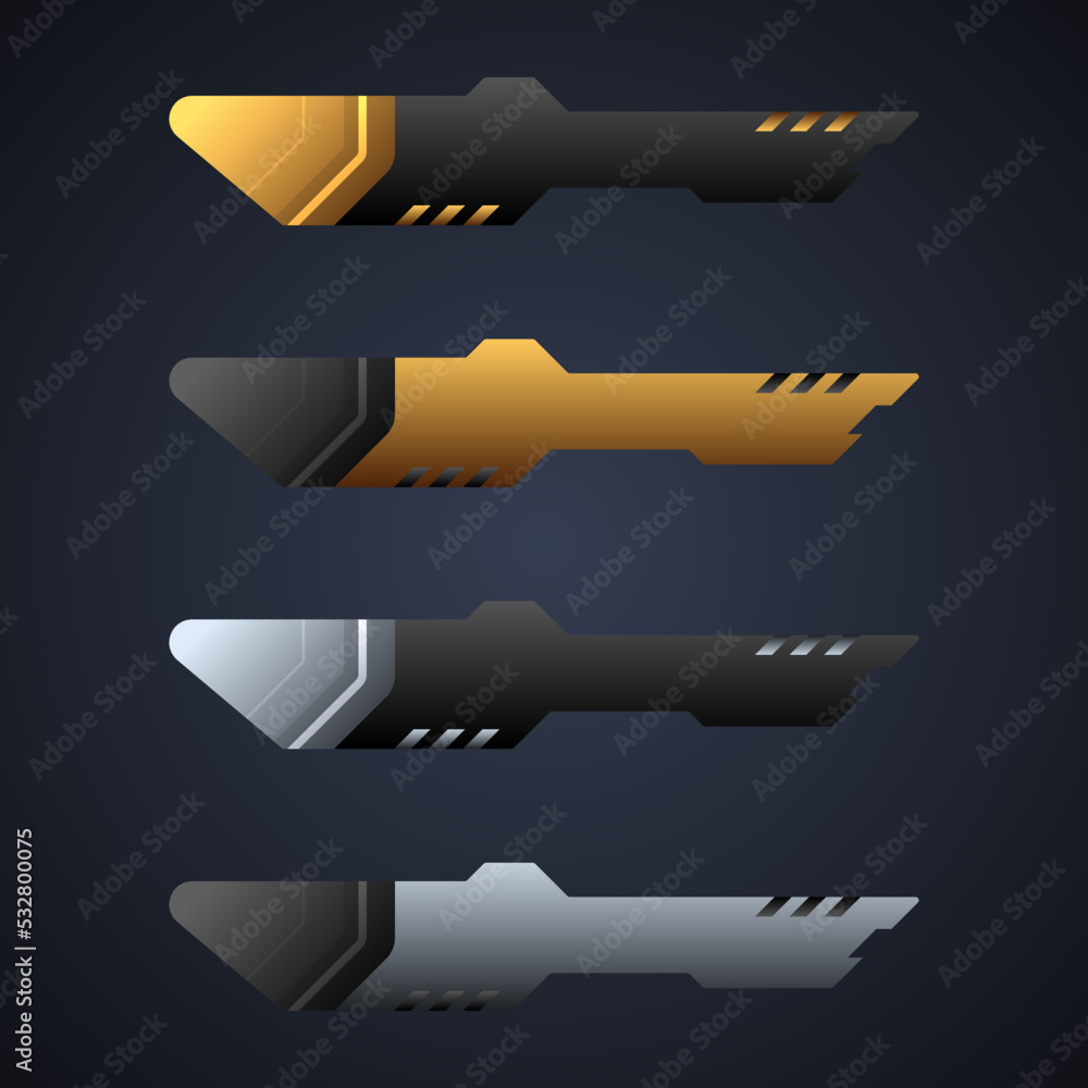 Gold and silver lower third title banner bar for video stream and ...