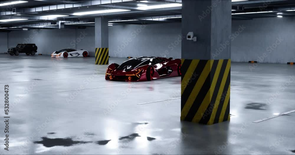 Modern Speeding Red Car Driving Fast through an Almost Empty ...