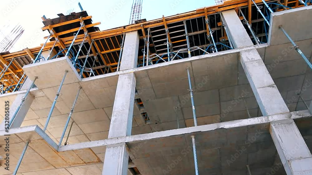 The process of creating a floor. Formwork flooring. Interior of a ...
