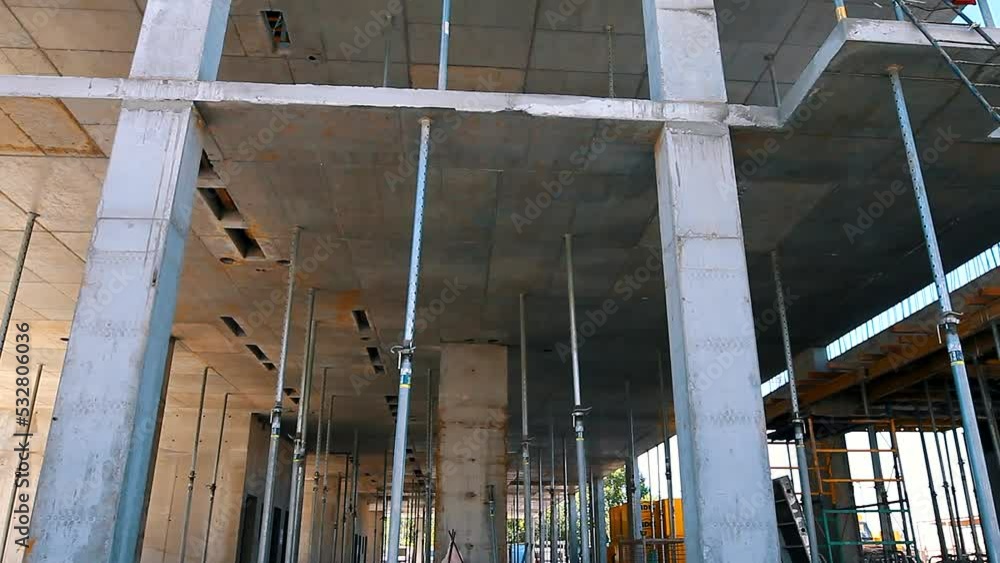 The process of creating a floor. Formwork flooring. Interior of a ...