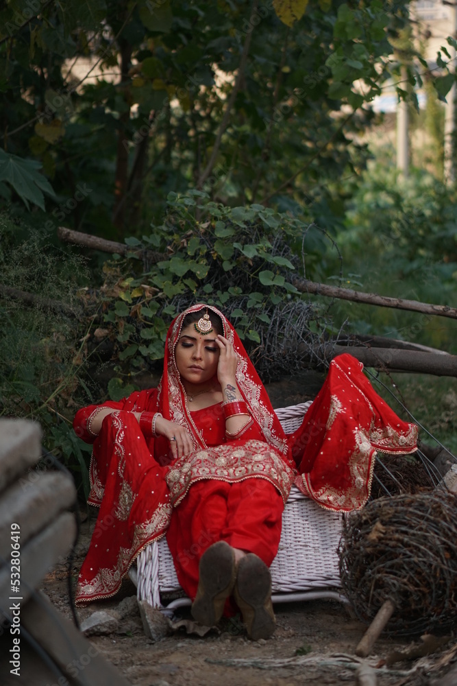 punjabi girl wearing traditional dress Stock Photo | Adobe Stock