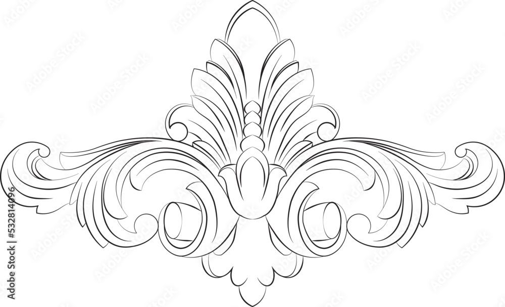 Vintage Baroque Victorian frame border floral ornament leaf scroll ...