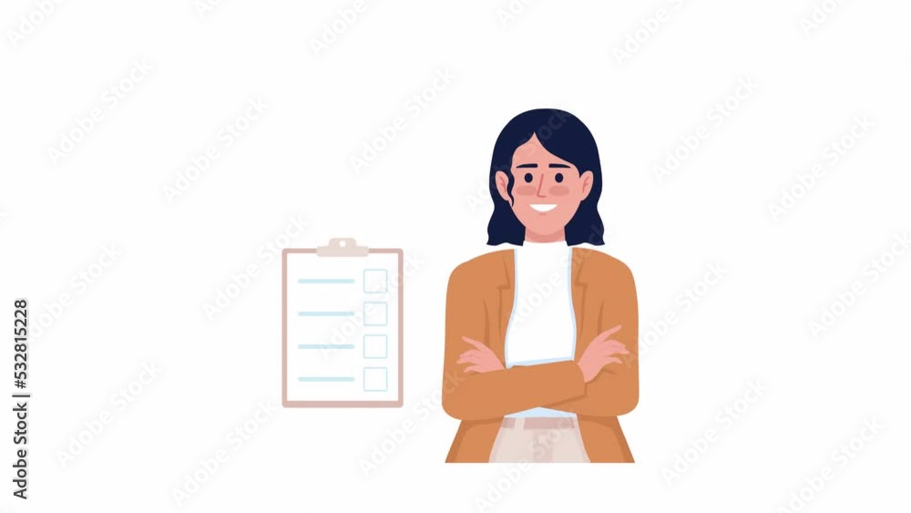 Wideo Stock: Animated planning manager character. Half body flat person ...