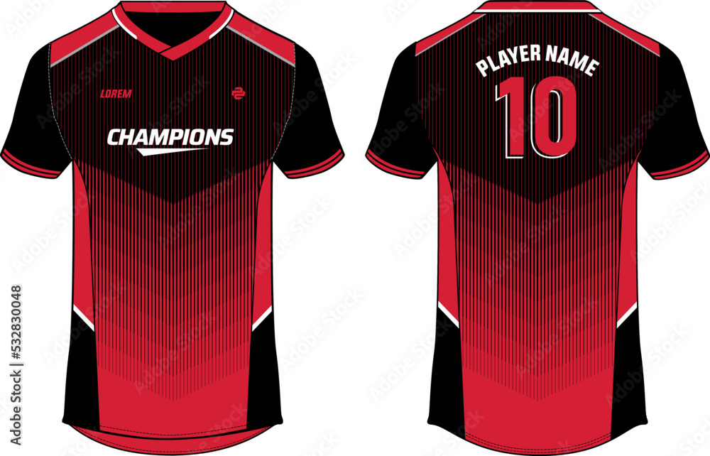 Sports t-shirt jersey design flat sketch vector illustration, abstract ...