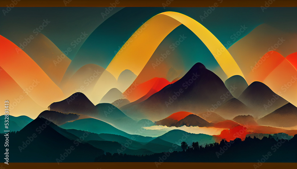 Poster template with wild mountains landscape. Design element for ...