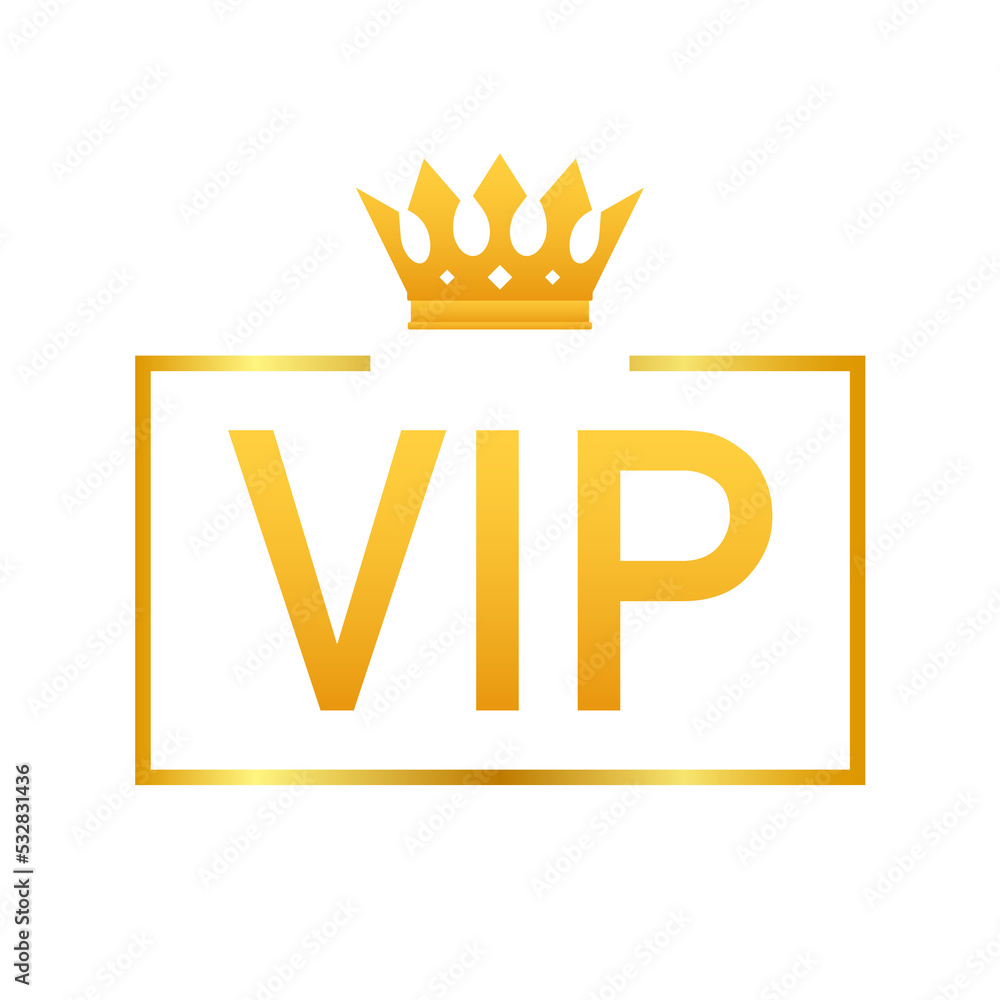 Golden symbol of exclusivity, the label VIP with glitter. Very ...