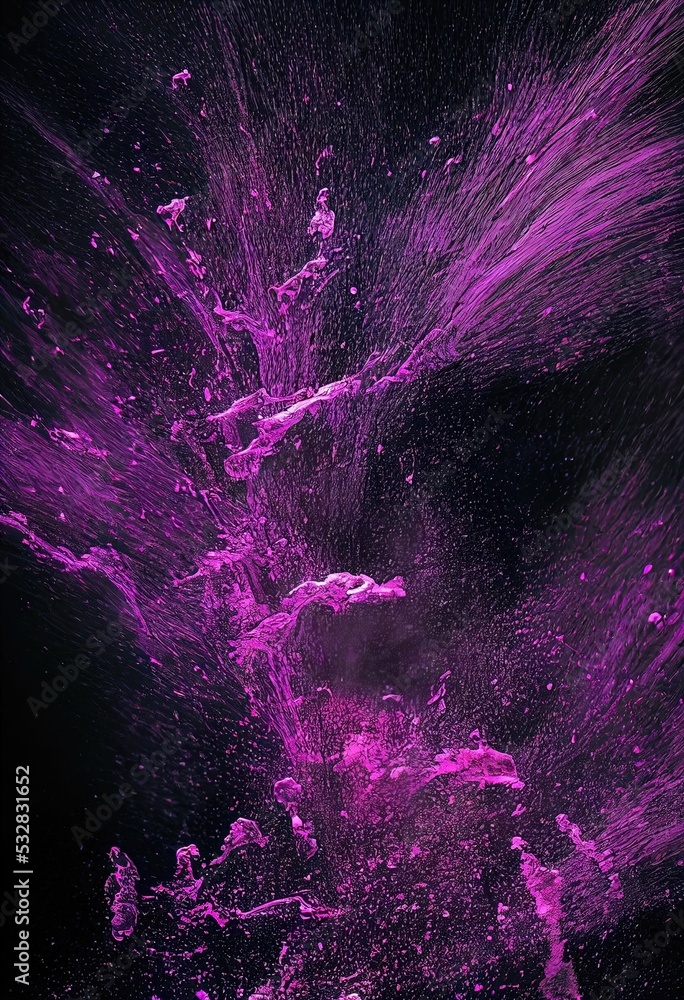 purple substance spraying on the ground near a clock, urple explosion ...