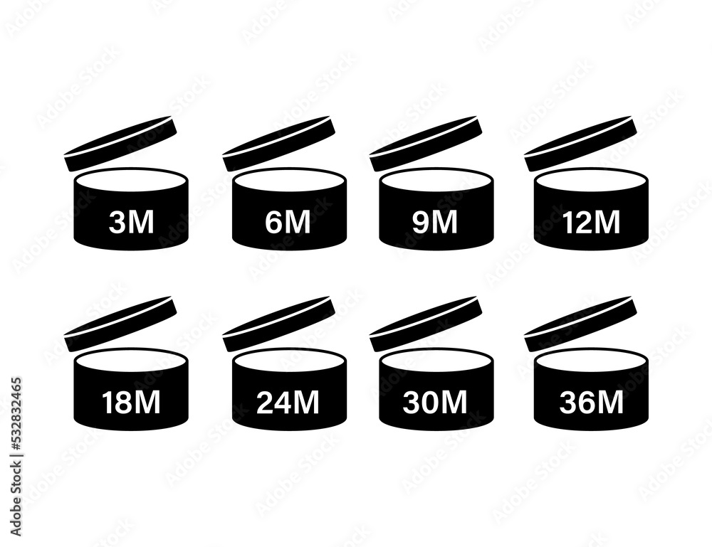 After Opening Use Icons. Expiration date symbols. illustration. Stock ...