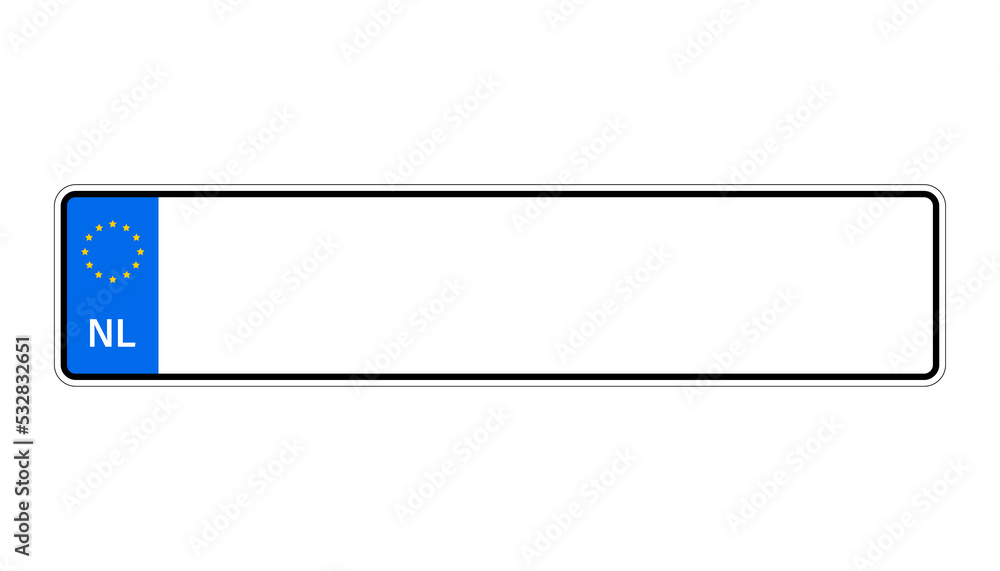 Vehicle Registration Plates Of Netherlands EU Country Identifier Blue vehicle-registration-plates-of-netherlands-eu-country-identifier-blue
