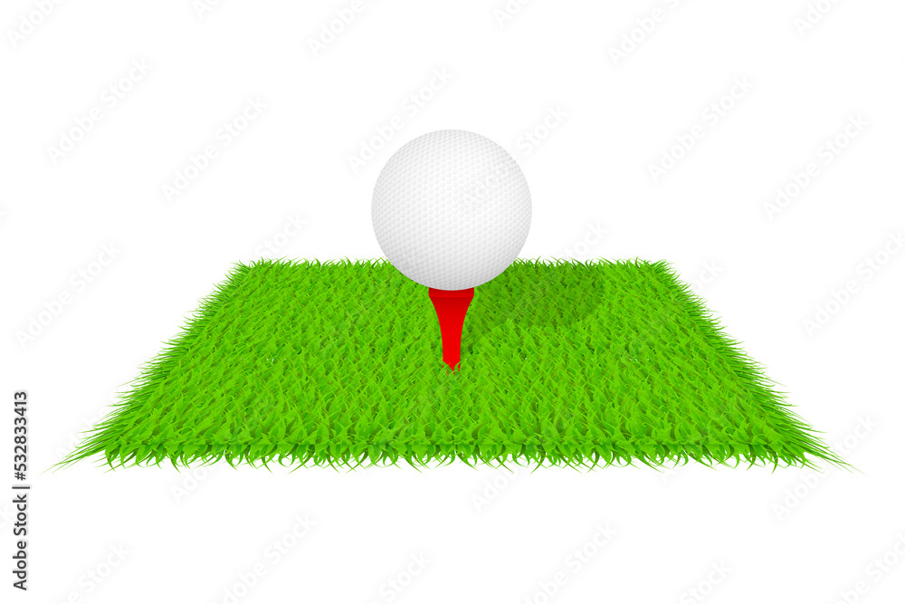 Golf club, golf flag, golf ball and green glass. Golf icon set ...