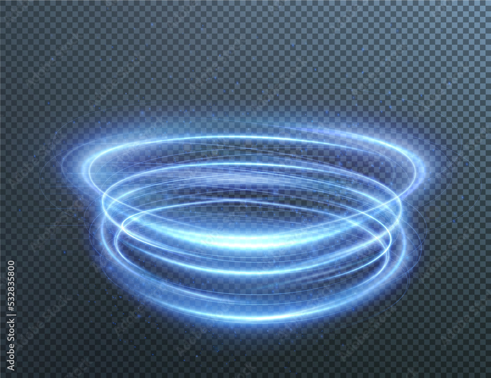 Light blue Twirl. Curve light effect of blue line. Luminous blue circle ...