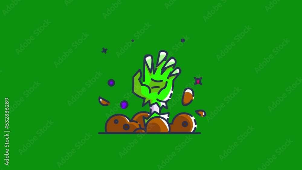 Zombie Hand animation on a green screen. Cartoon Zombie Hand animation ...