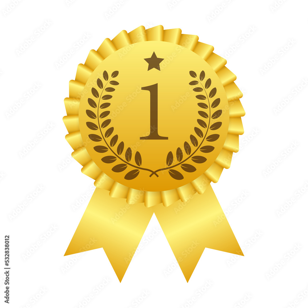 Gold Medal. Golden 1st Place Badge. Award ribbon. stock illustration ...
