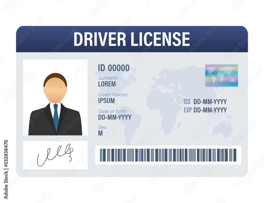 Man driver license plastic card template. Id card. stock illustration ...