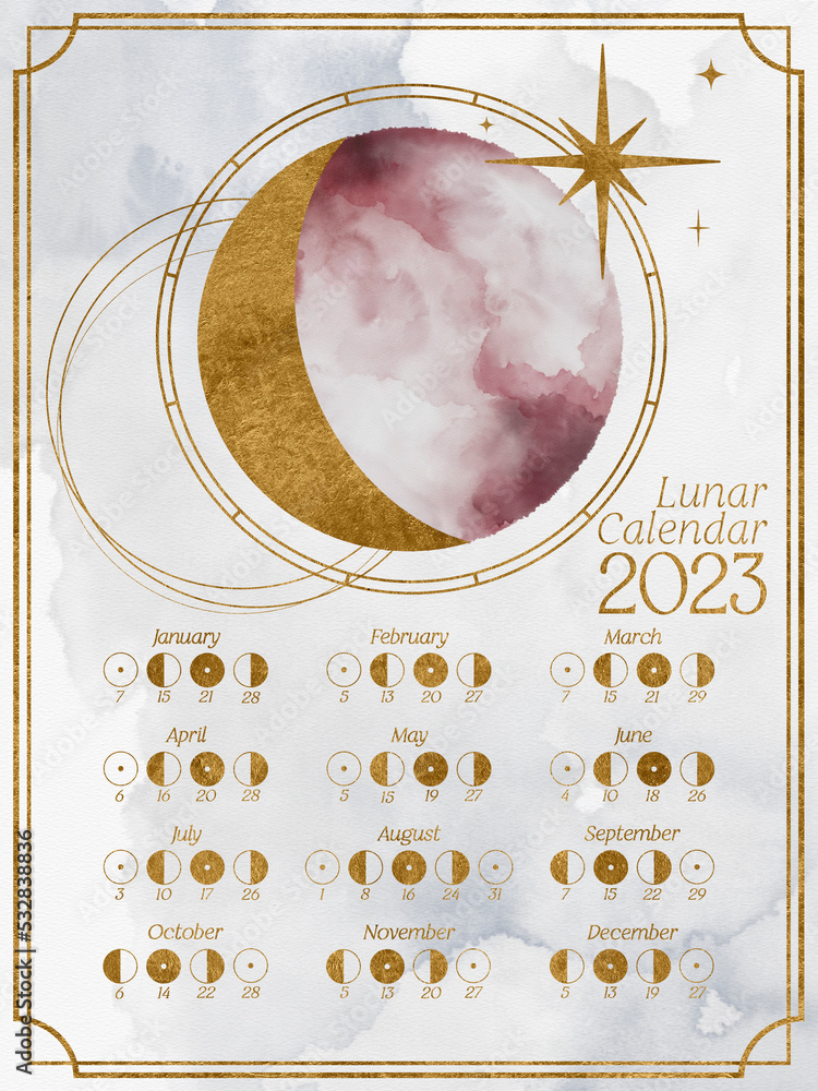 Lunar calendar for 2023 in Southern Hemisphere. Moon calendar with ...
