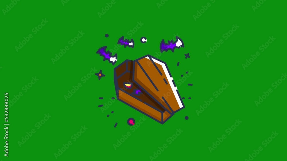 Coffin animation on a green screen. Cartoon Coffin animation with key ...