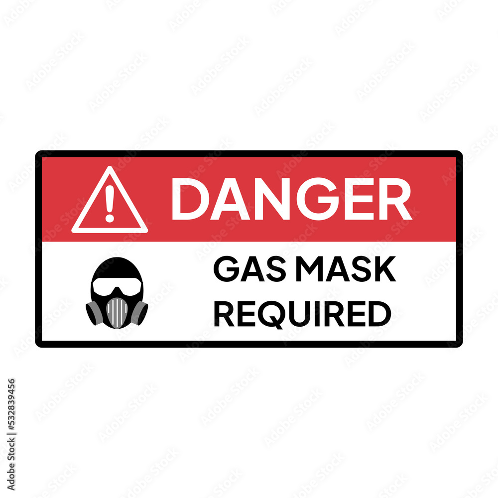 Warning sign or label for industrial. Caution for danger area and gas ...
