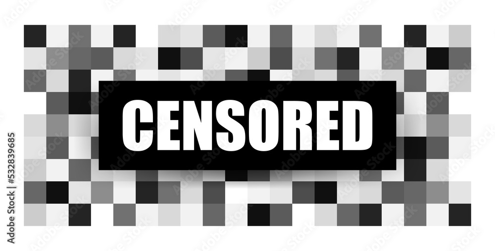 Pixel censored sign. Black censor bar concept. illustration Stock ...
