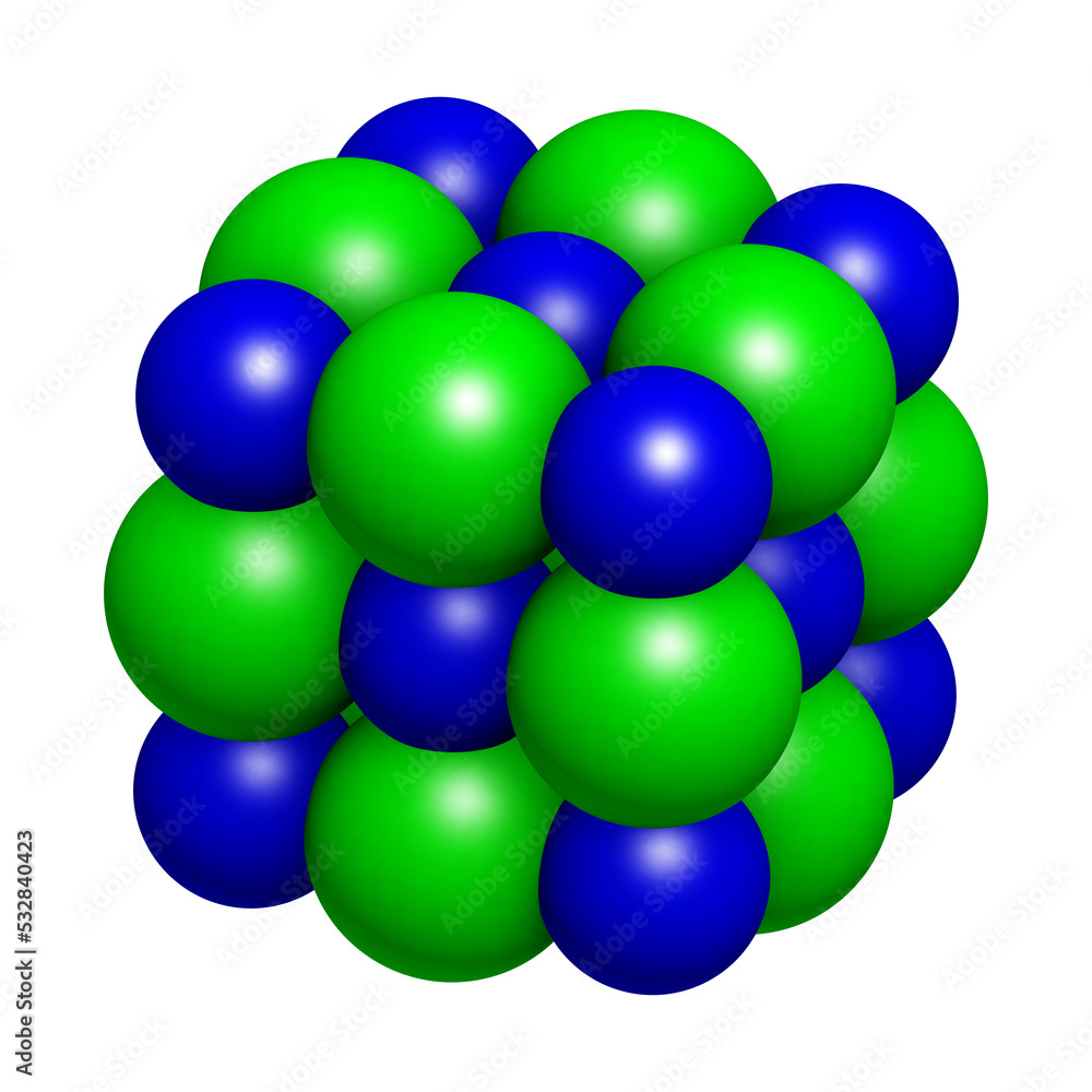 Sodium chloride (rock salt, halite, table salt), crystal structure ...