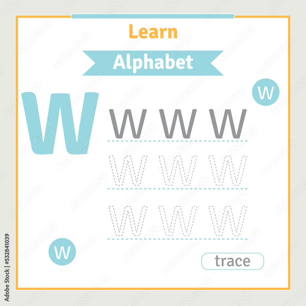 Alphabet letter tracing worksheet for kids preschool illustration ...
