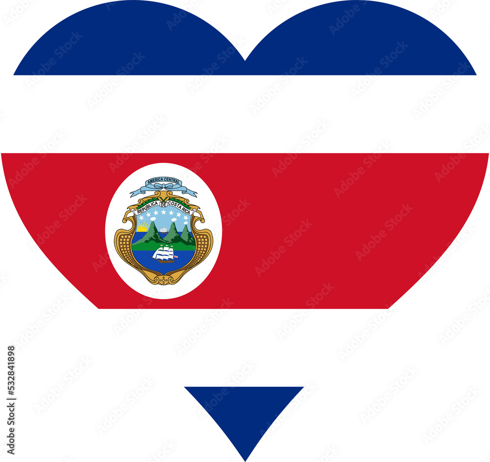 Costa Rica Heart Flag. Costa Rican Love Shape Country Nation National ...