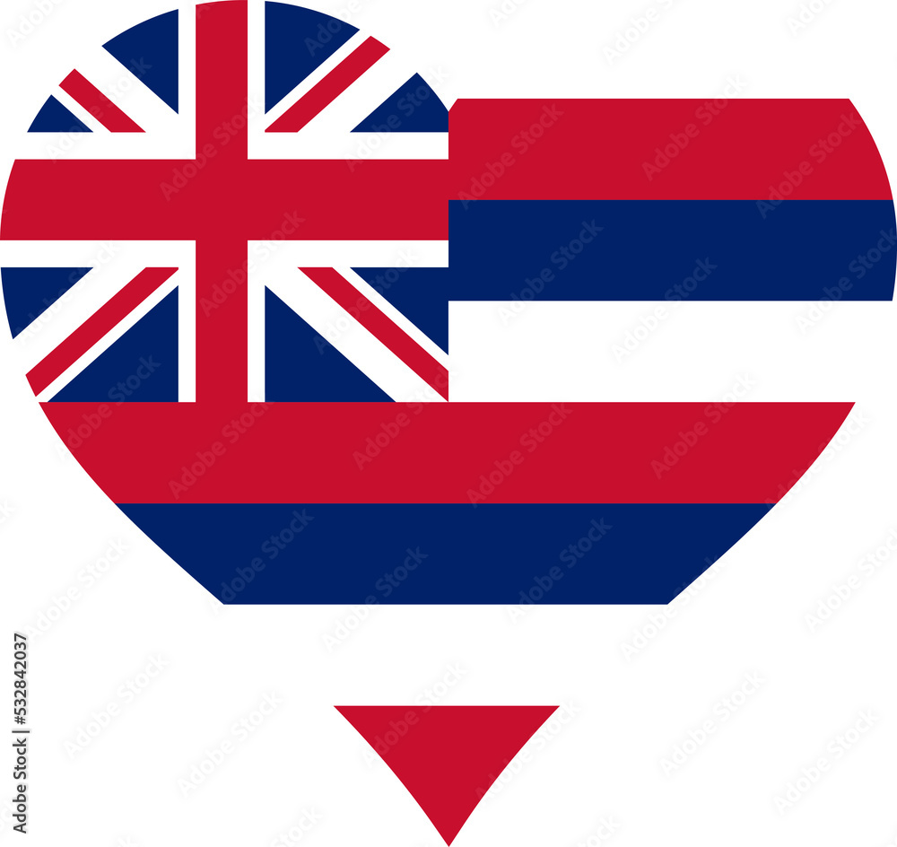 Hawaii USA Heart Flag. HI US Love Shape State Flag. Hawaiian United ...