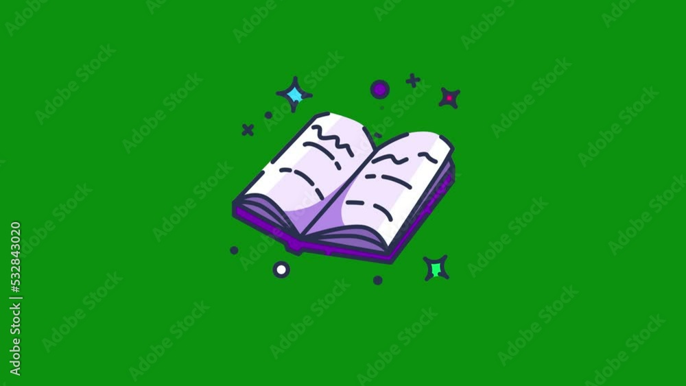 Halloween Magic Book animation on a green screen. Cartoon Magic Book ...