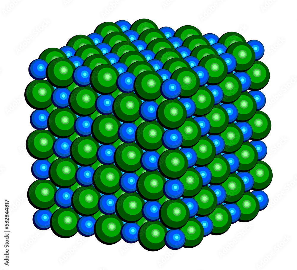 Sodium chloride (rock salt, halite, table salt), crystal structure ...