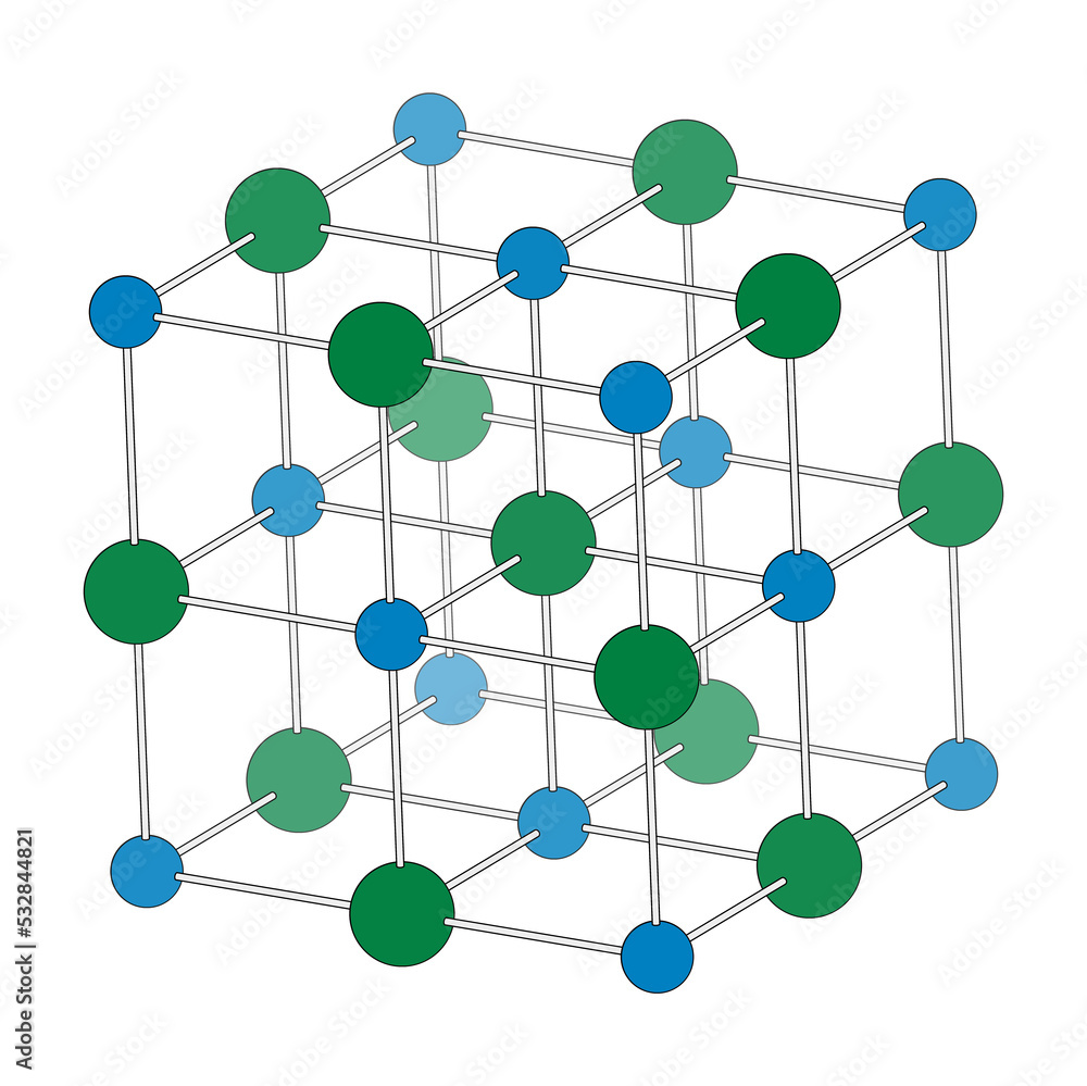 Sodium chloride (rock salt, halite, table salt), crystal structure ...