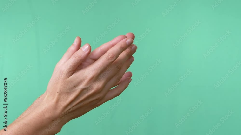 Light Applause with Hands, Fingertips on Empty Green Chroma Key ...