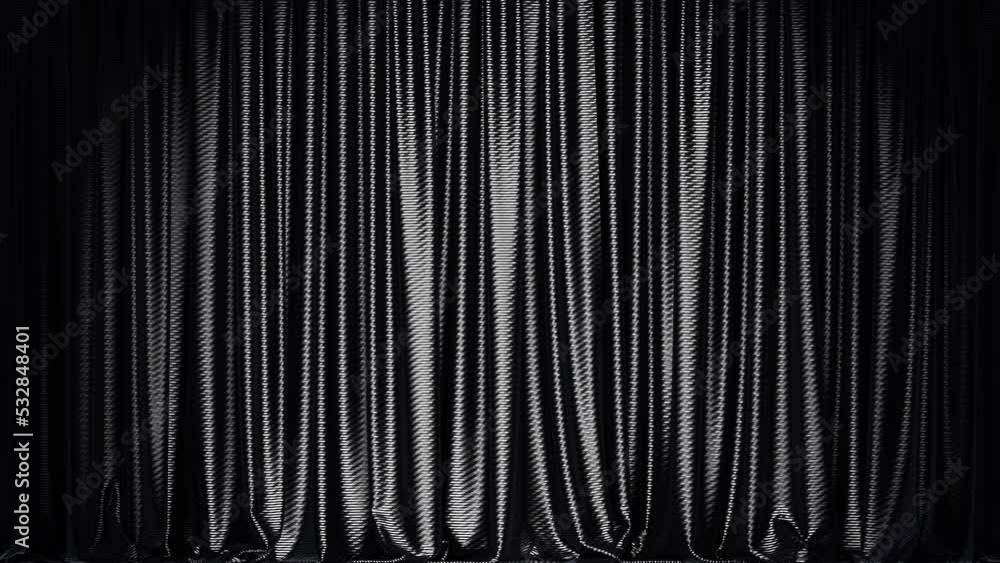 Realistic 3D animation of the black carbon fiber show stage curtain ...