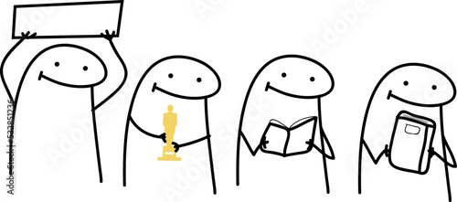 Plakat Meme internet. Flork: Man lifting a sign. Holding a trophy ...